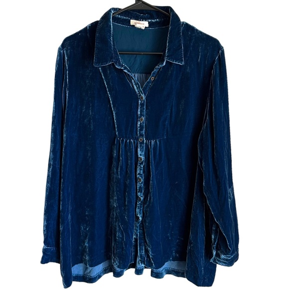 Sundance | Tops | Sundance Velvet Blue Silk Blend Button Up Blouse Size ...